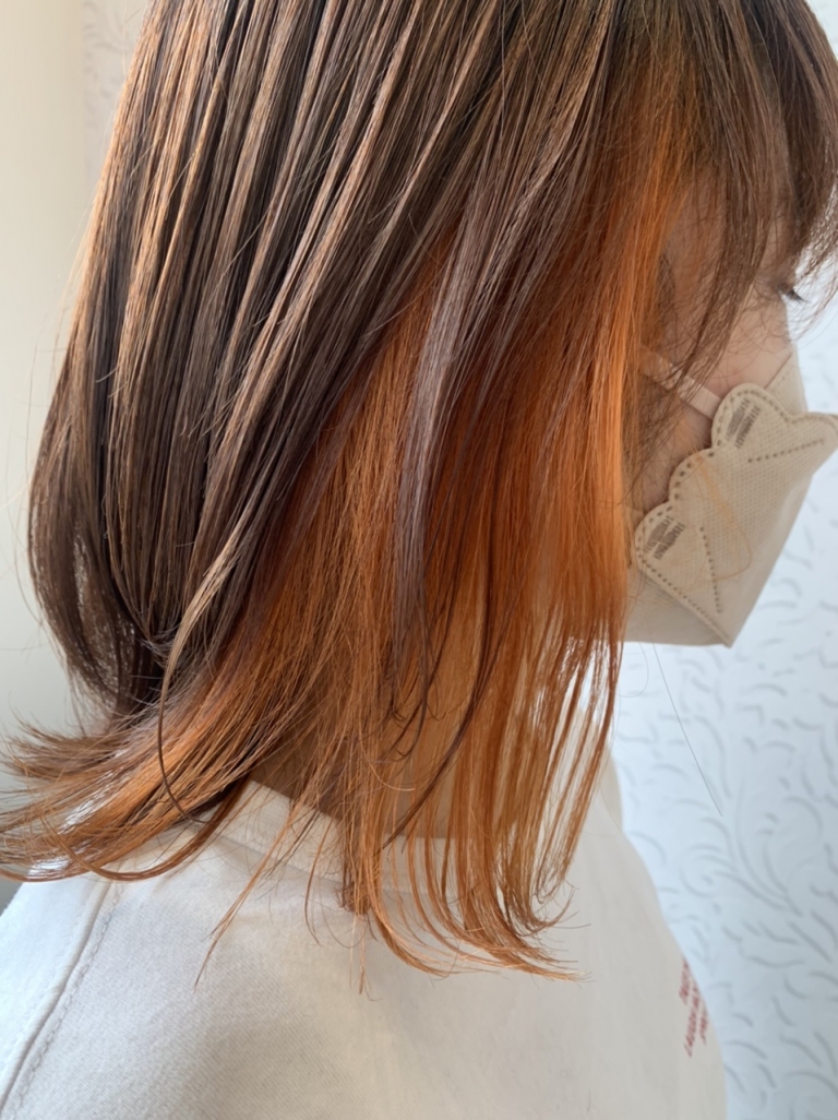 秋にぴったり！オレンジイヤリングカラー☆yuya | 静岡市、藤枝市、焼津市の美容室PETZ（ペッツ）